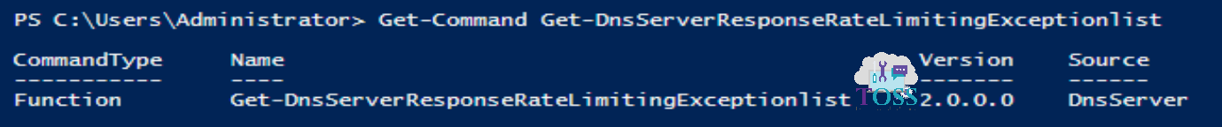 Get-DnsServerResponseRateLimitingExceptionlist PowerShell Cmdlets - TOSS